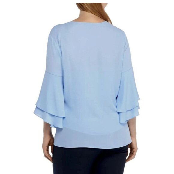 The Limited | Tops | New Size Xl The Limited Light Blue Ruffle Sleeve ...